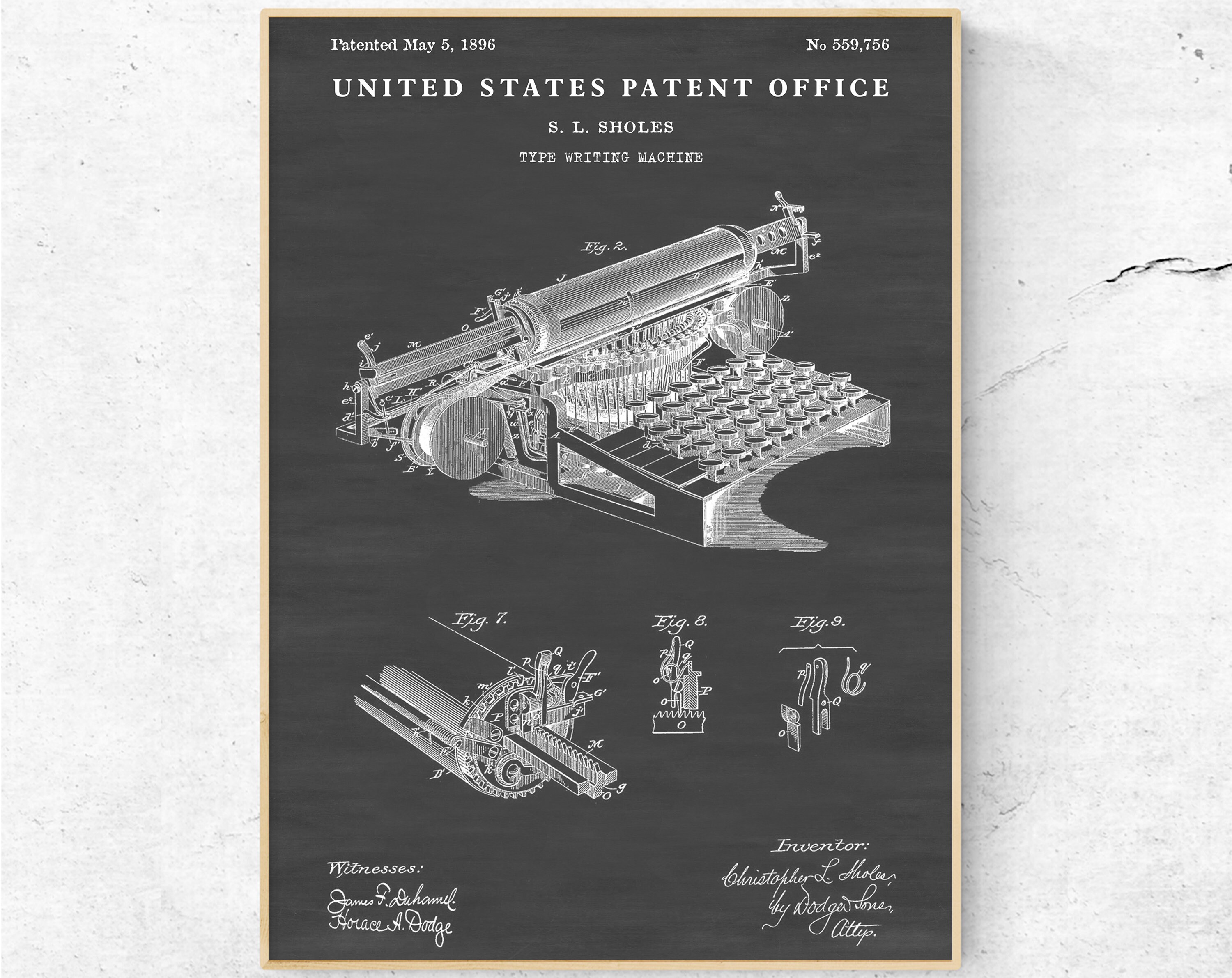 Type Writing Machine Patent Print. Vintage Qwerty Typewriter - Etsy