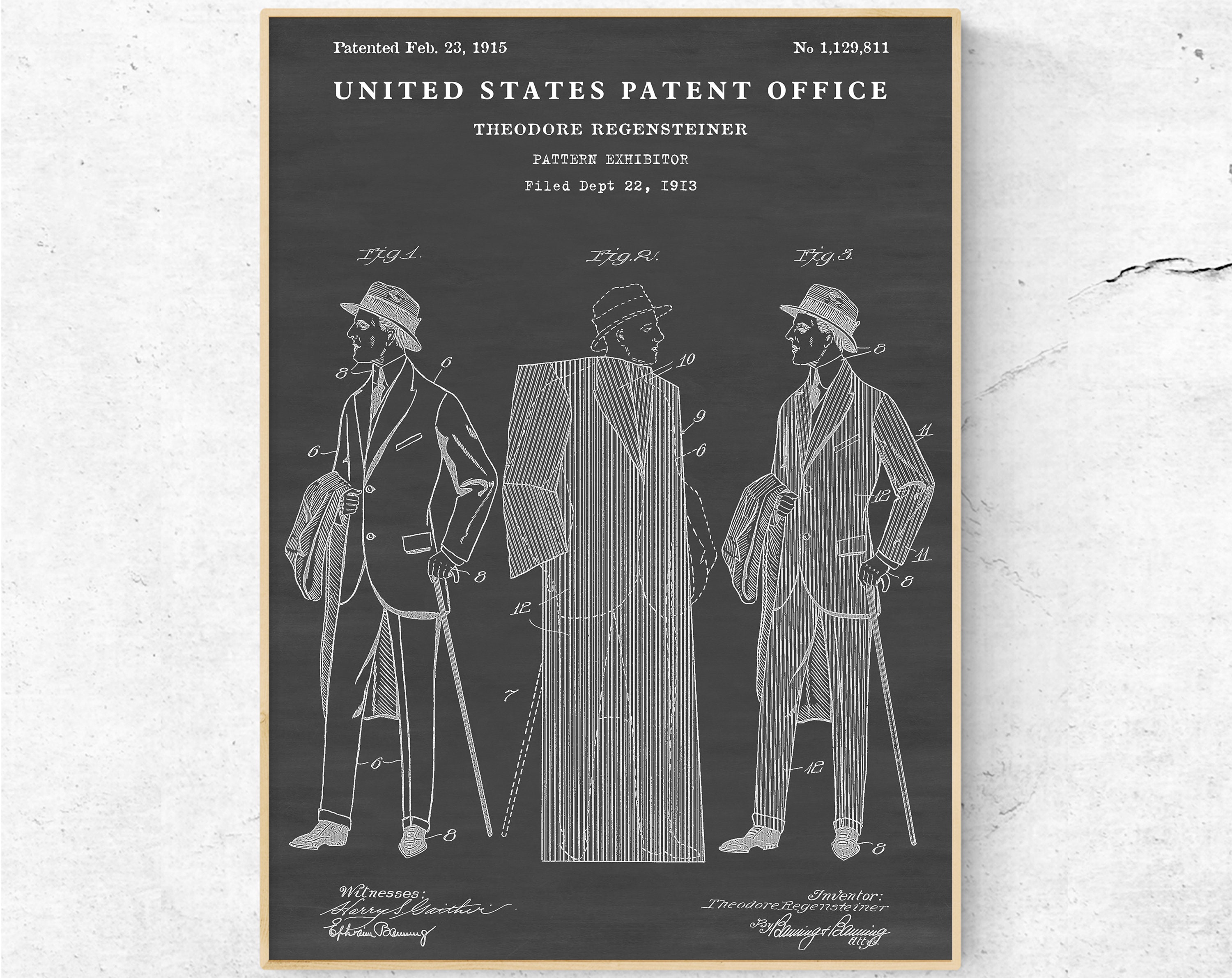 Mens Suit Pattern 1915 Patent Print. Retro Fashion Poster - Etsy