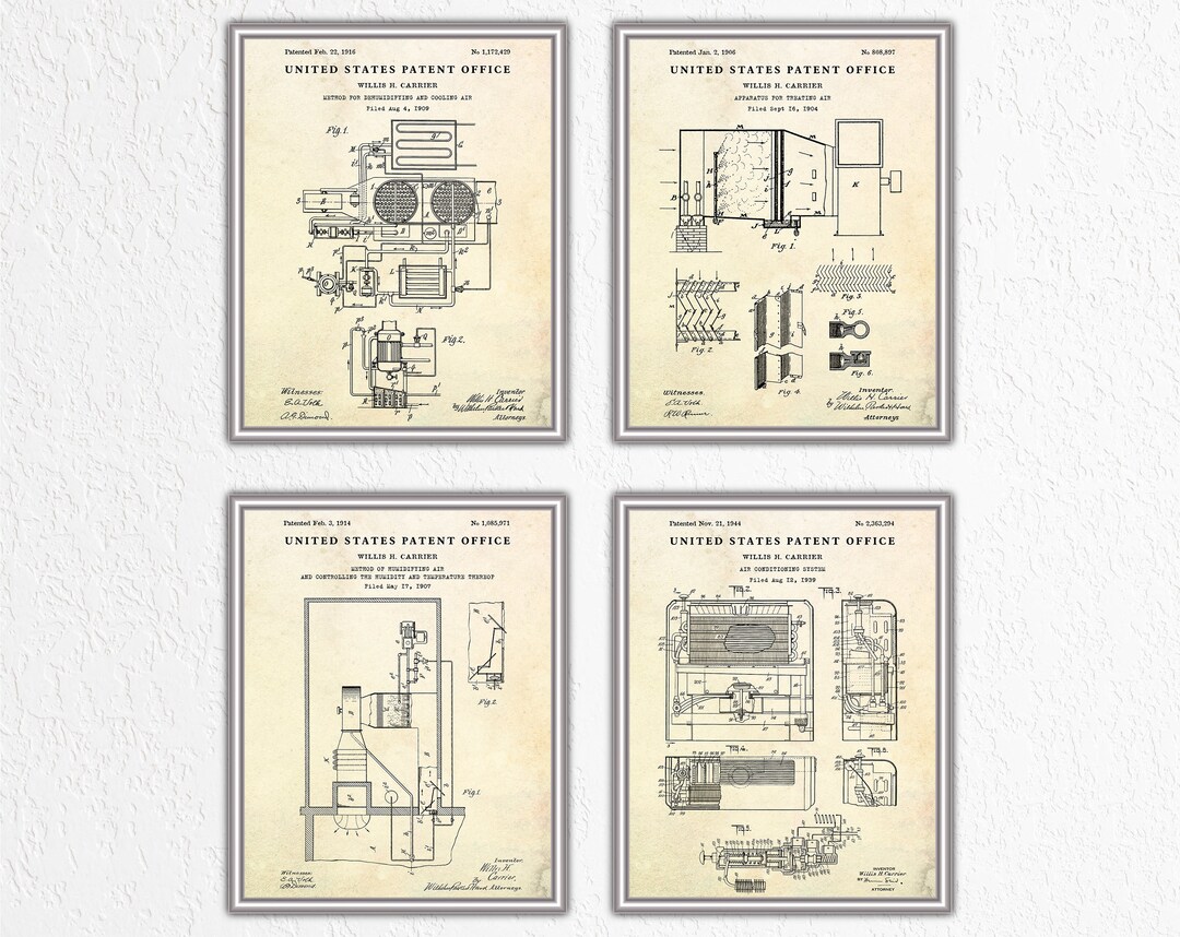HVAC Patent Wall Art, Air Conditioner Inventions, Conditioning ...