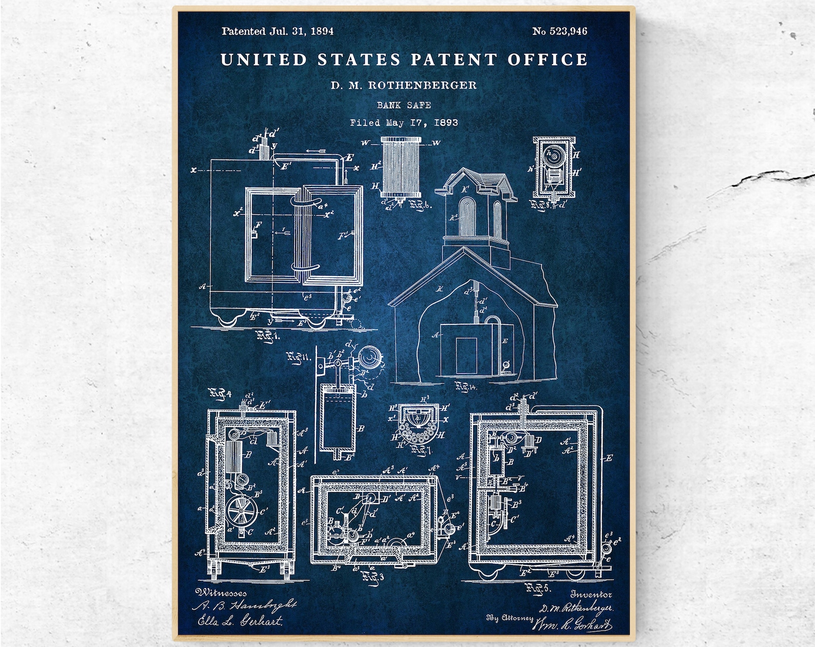 Bank Safe 1894 Patent Print. Banking Inventions Blueprint - Etsy