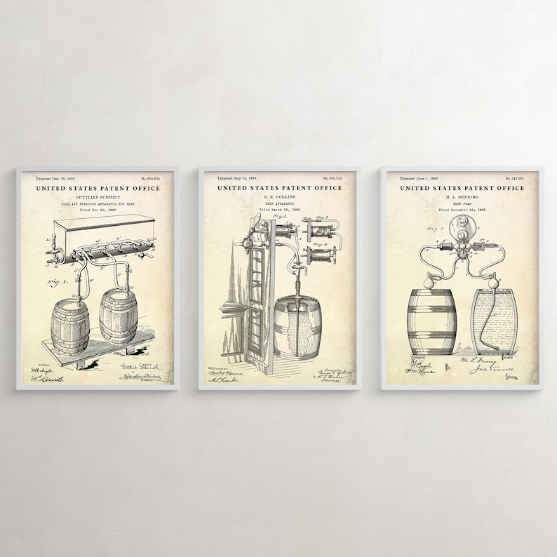 Beer Brewing Vintage Patent Wall Art, Beer Barrel Blueprint Poster ...