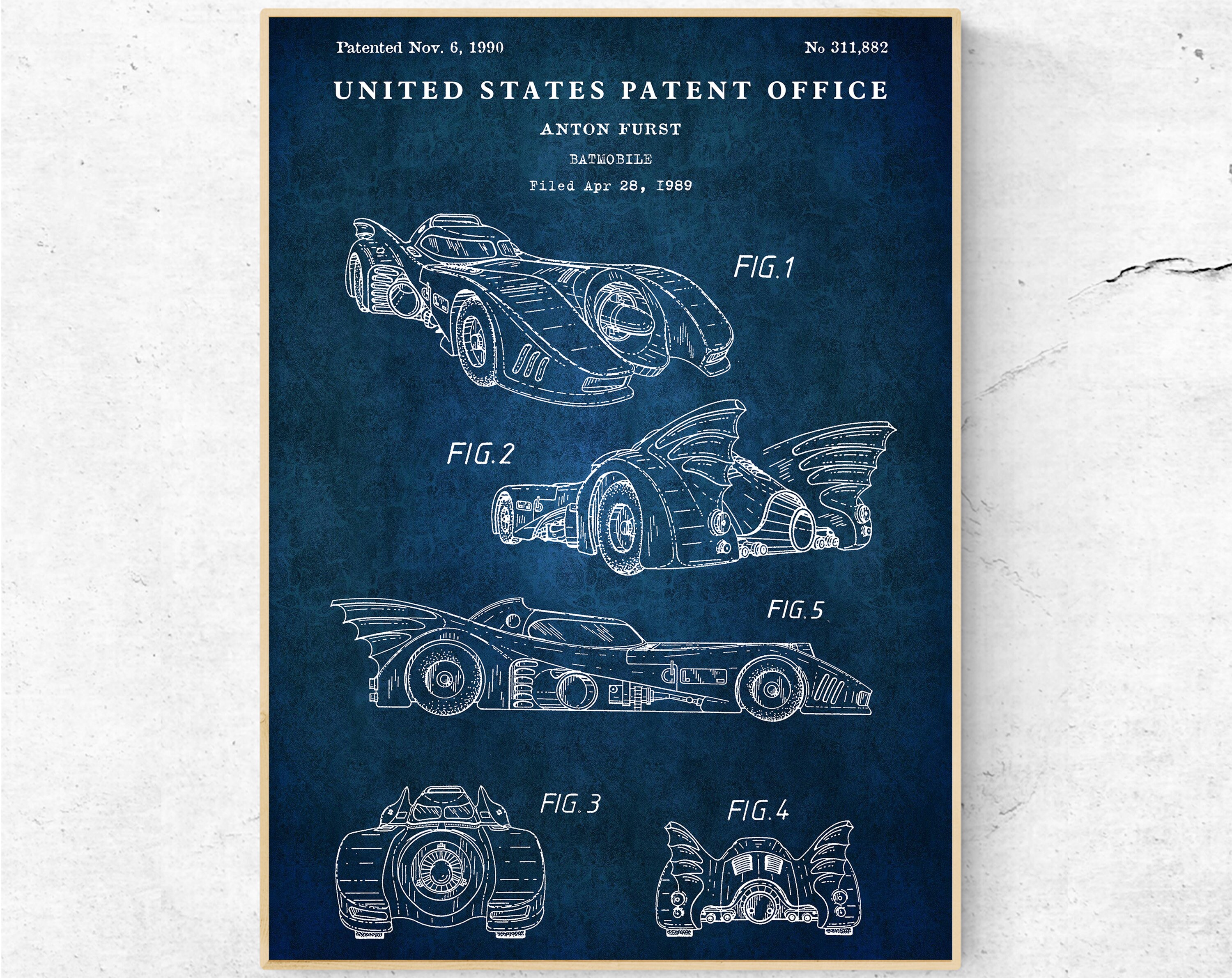 Batmobile Design 1990 Patent Print. Car Enthusiast Gift, Inventions ...