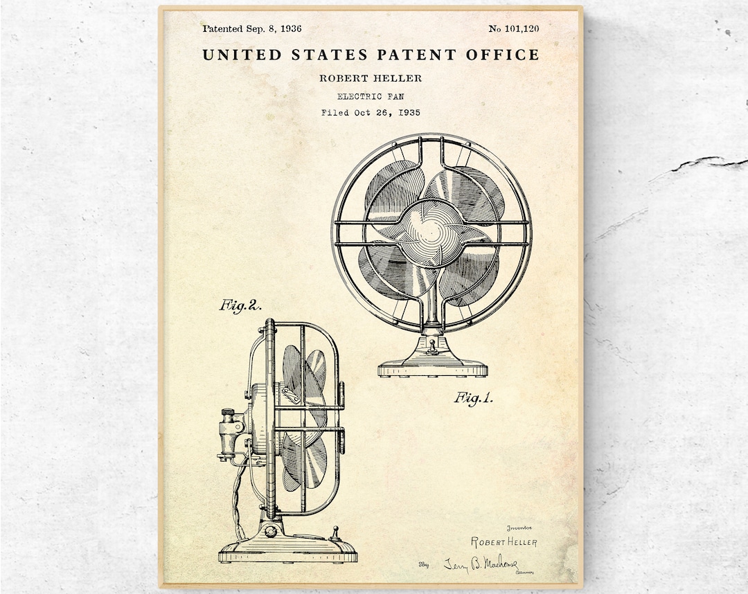 Electric Fan 1936 Patent Print. Air Ventilation Inventions Blueprint ...