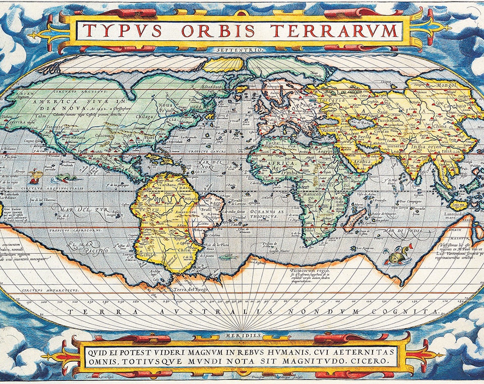 Vintage Map of World Poster Antique Map Print Ancient - Etsy