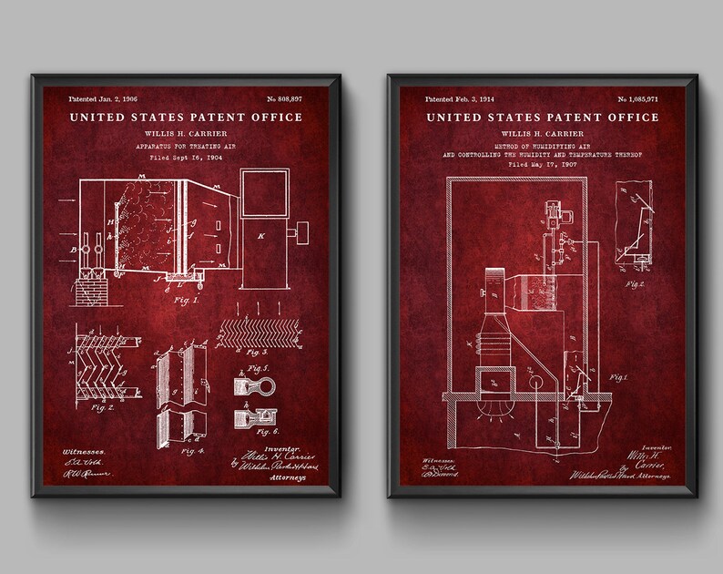 First Air Conditioner Patent Wall Art. Air Conditioning Inventions ...