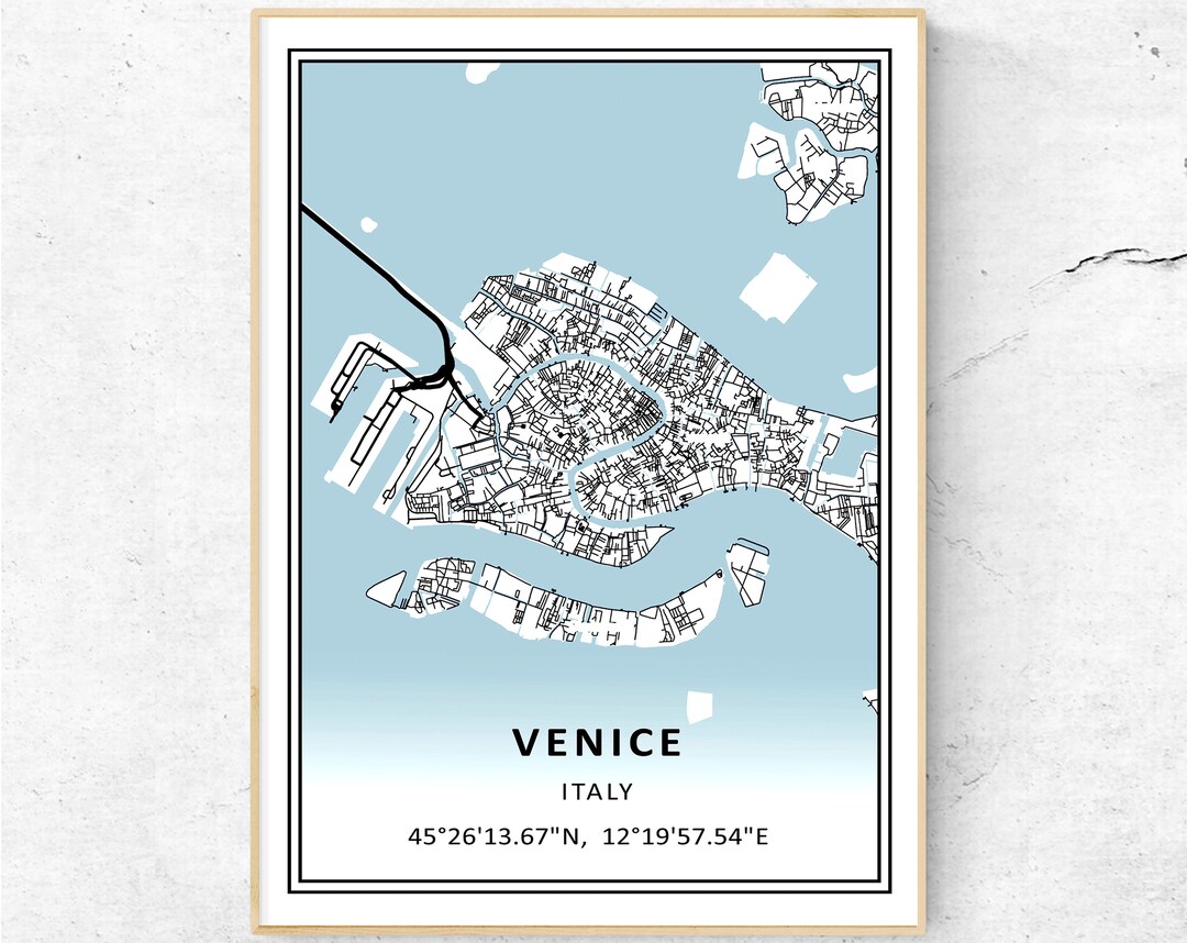Venice Map Print, Modern Map Wall Art, Italy Travel Gift Poster - Etsy