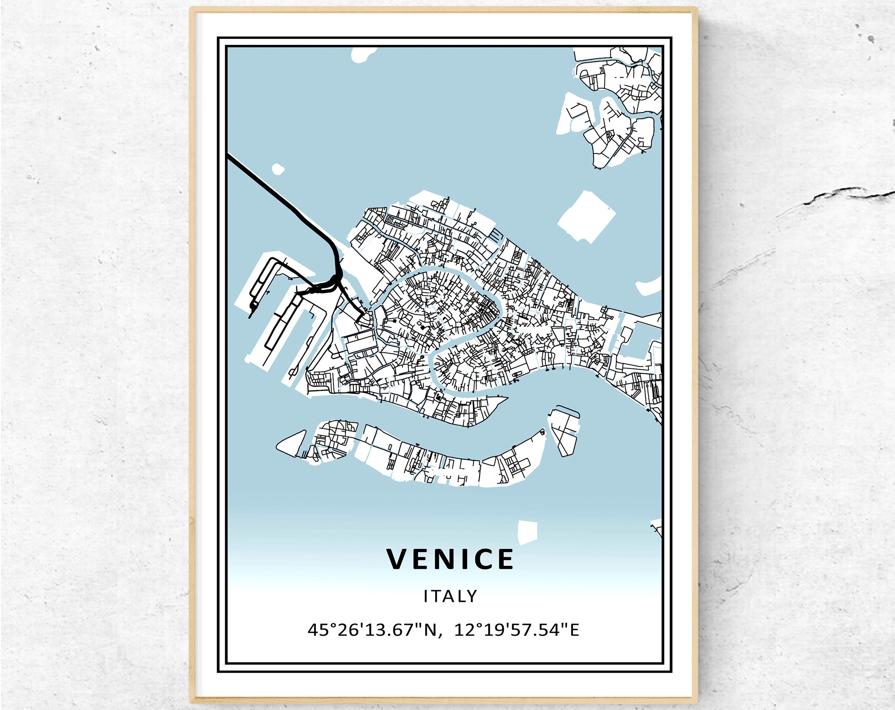 Venice Map Print, Modern Map Wall Art, Italy Travel Gift Poster - Etsy