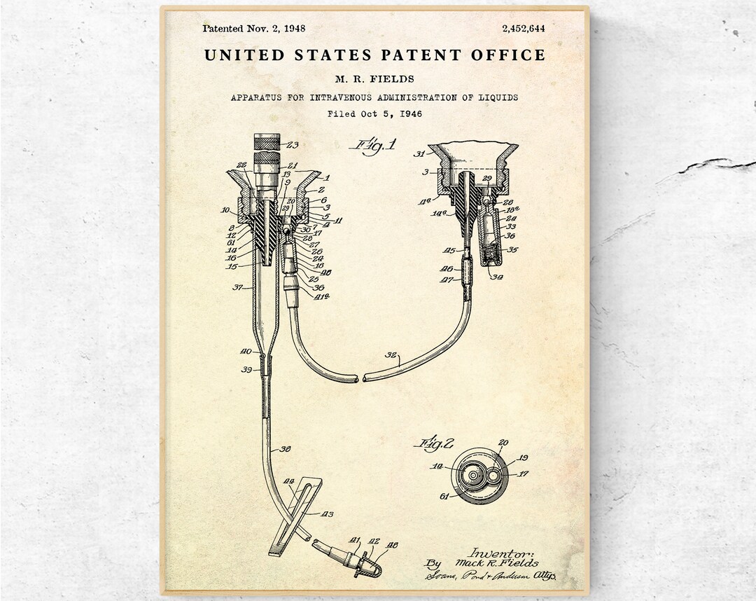 Medical Wall Art Intravenous Blood Transfusion Apparatus Patent Print ...