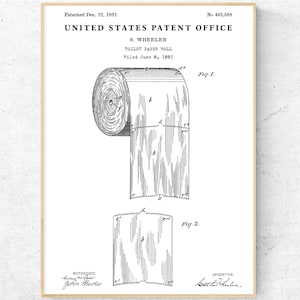 Toilet Paper 1891 Patent Print. Bathroom Vintage Wall Art. Inventions ...