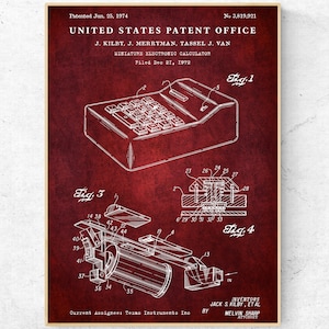Calculator 1974 Patent Print. Accountanting Inventions Blueprint Poster ...