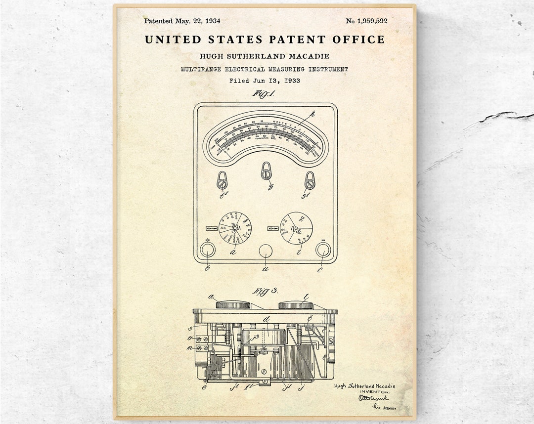 Electrical Engineering Wall Art: Multimeter 1934 Patent Print. Father's ...