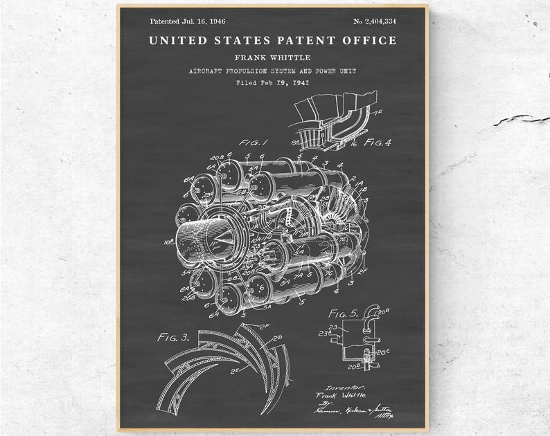 Aircraft Turbojet Engine 1946 Patent Print. Aviation Invention ...
