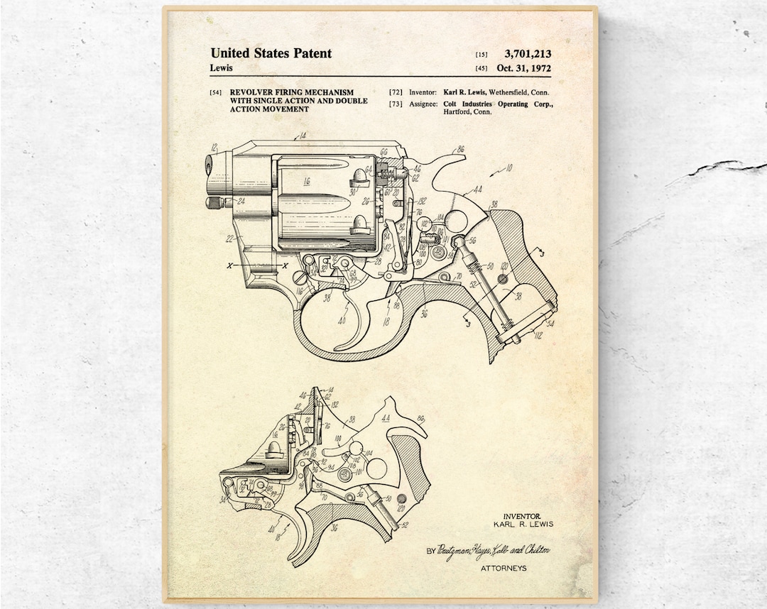 Revolver Patent Poster. Feuer Arm Druck. Gun Wand Dekor. Revolver ...