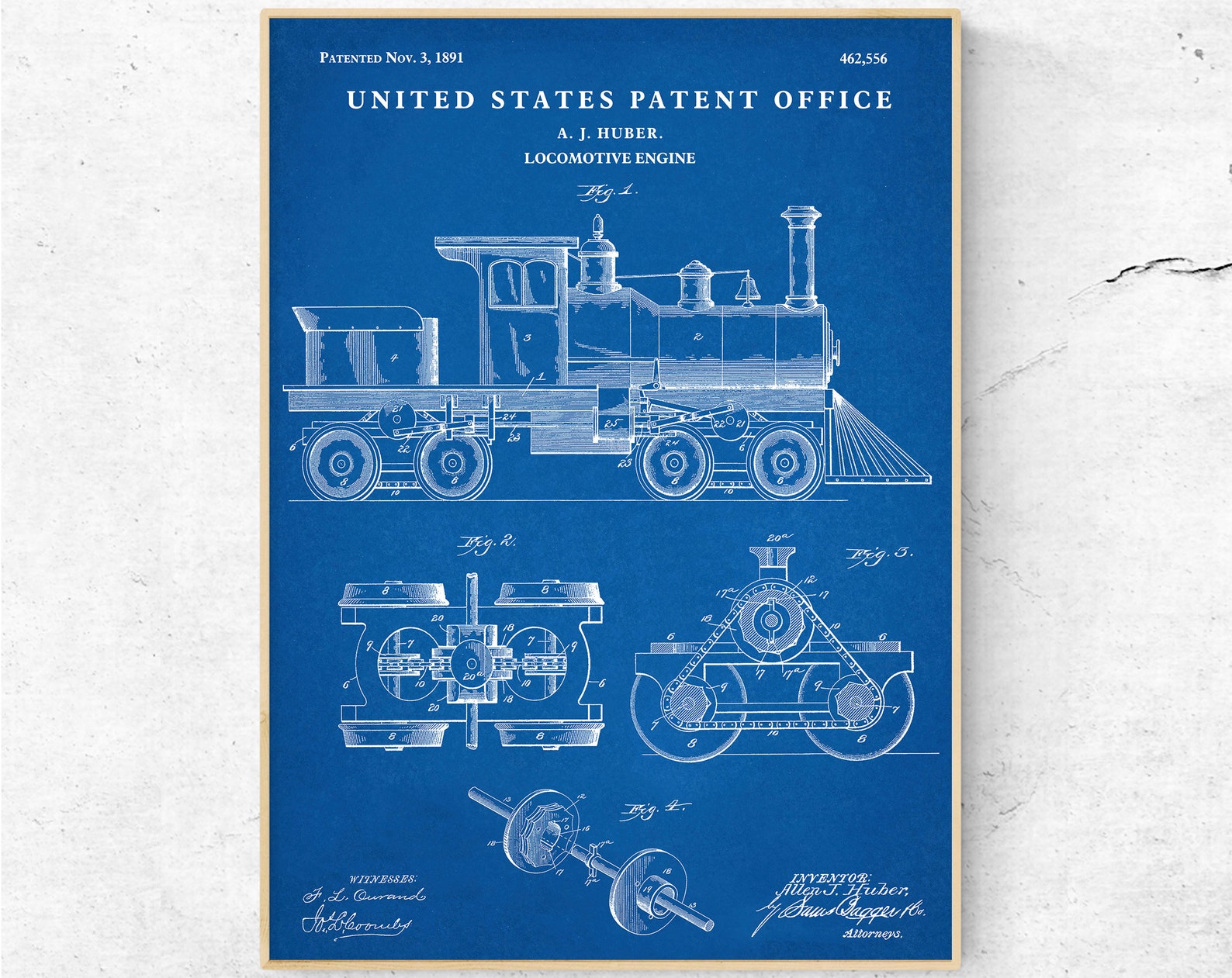 Locomotive Patent Print Railways Wall Art Train Steam Engine - Etsy