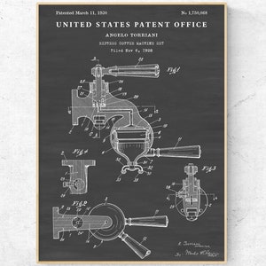 Espresso Coffee Machine 1930 Patent Print. Inventions Blueprint Poster ...