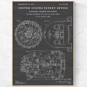 Locking Mechanism for Safe or Vault Doors 1916 Patent Print. Office ...