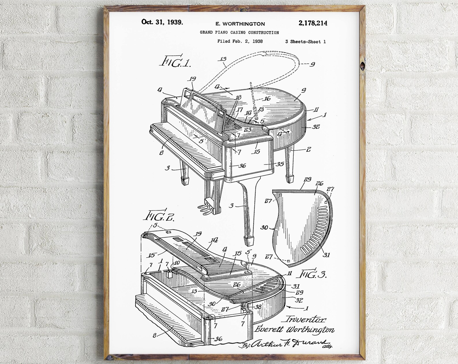 Piano Patent Print. Piano Blueprint. Music Room Decor. Music Room Art ...
