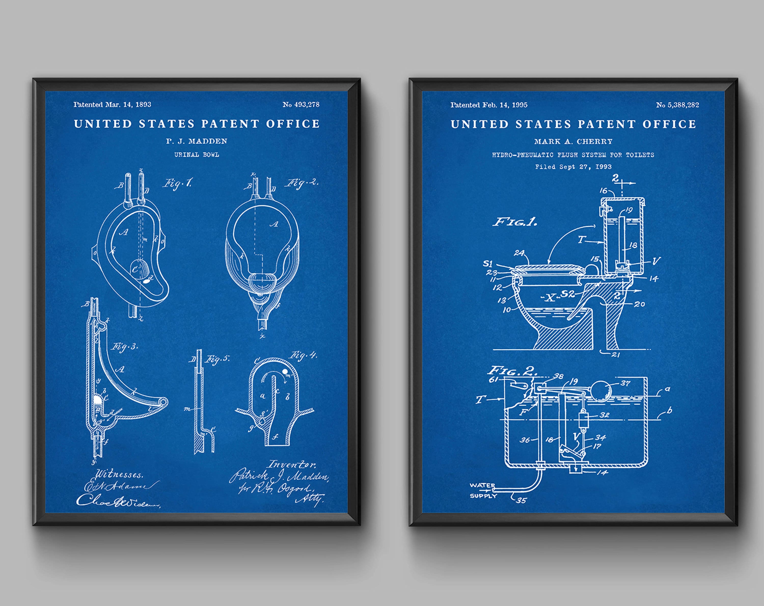 Toilet Patent Wall Art. Urinal & Toilet Flush Inventions Mens - Etsy