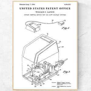 Computer Mouse Vintage Patent Art Print. Invention Blueprint Poster ...