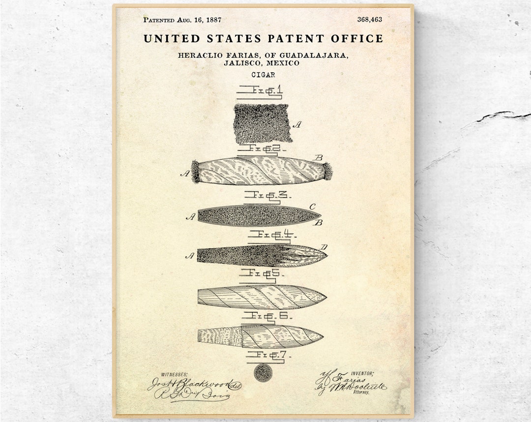 Cigar Patent Print. Vintage Blueprint Poster. Cigar Tobacco - Etsy