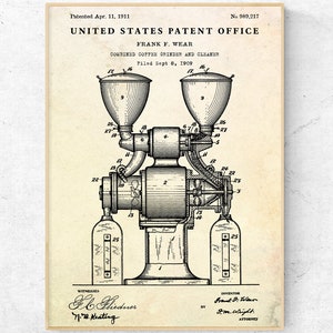 Coffee Grinder 1911 Patent Print. Inventions Blueprint Poster. Coffee ...