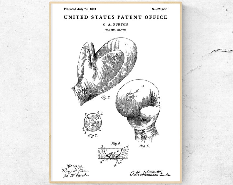 Boxing Gloves Patent Print. Blueprint Poster. Vintage Boxing - Etsy