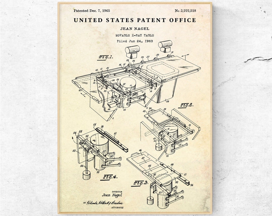 X-ray Machine 1965 Patent Art Print, Medical Radiography Invention ...