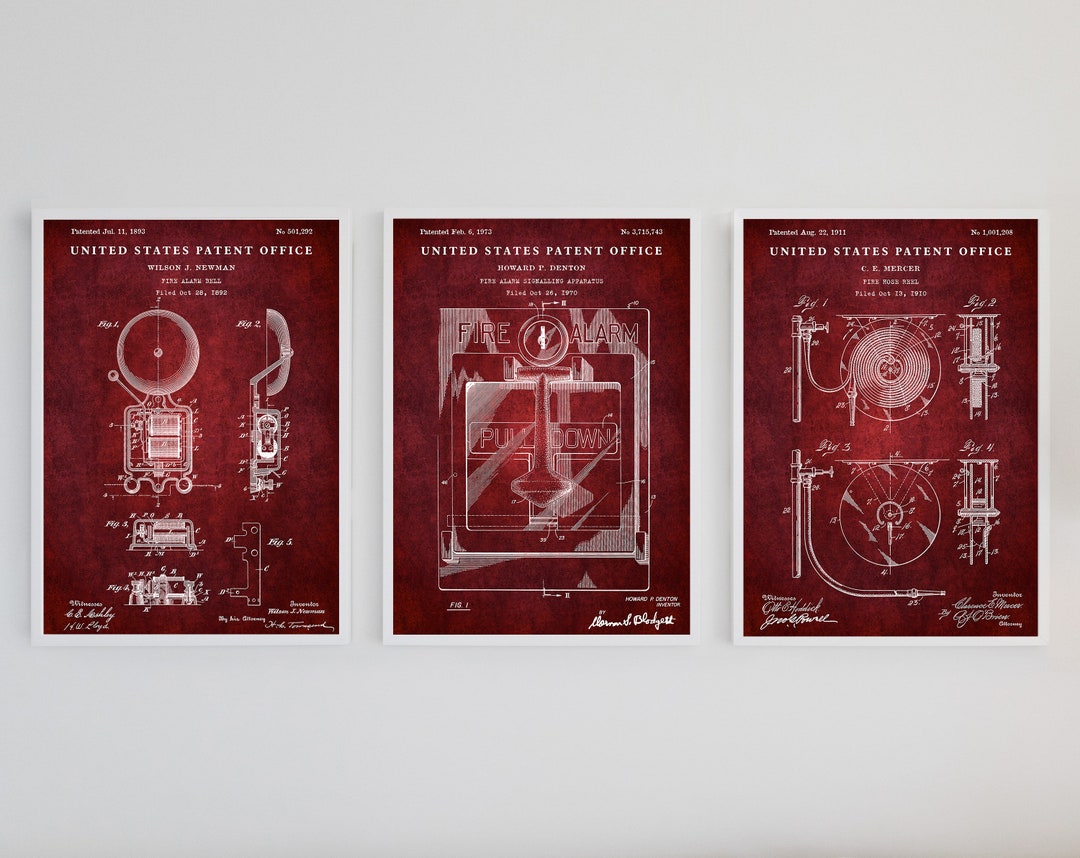 Firefighter Patent Wall Art, Fireman Gift, Invention Blueprint Poster ...