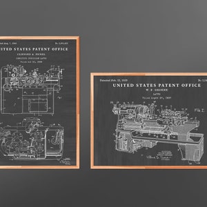 Lathe Patent Wall Art. Inventions Blueprint Poster, Metalworking Gift ...
