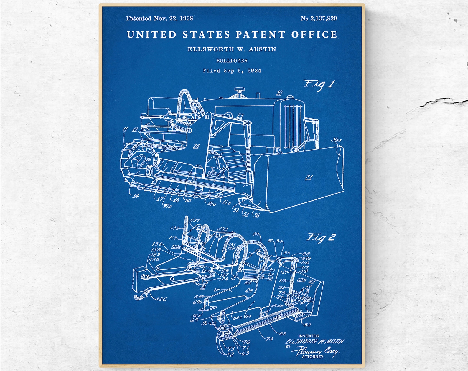 Bulldozer 1938 Patent Print. Heavy Equipment Inventions Earth Mover ...