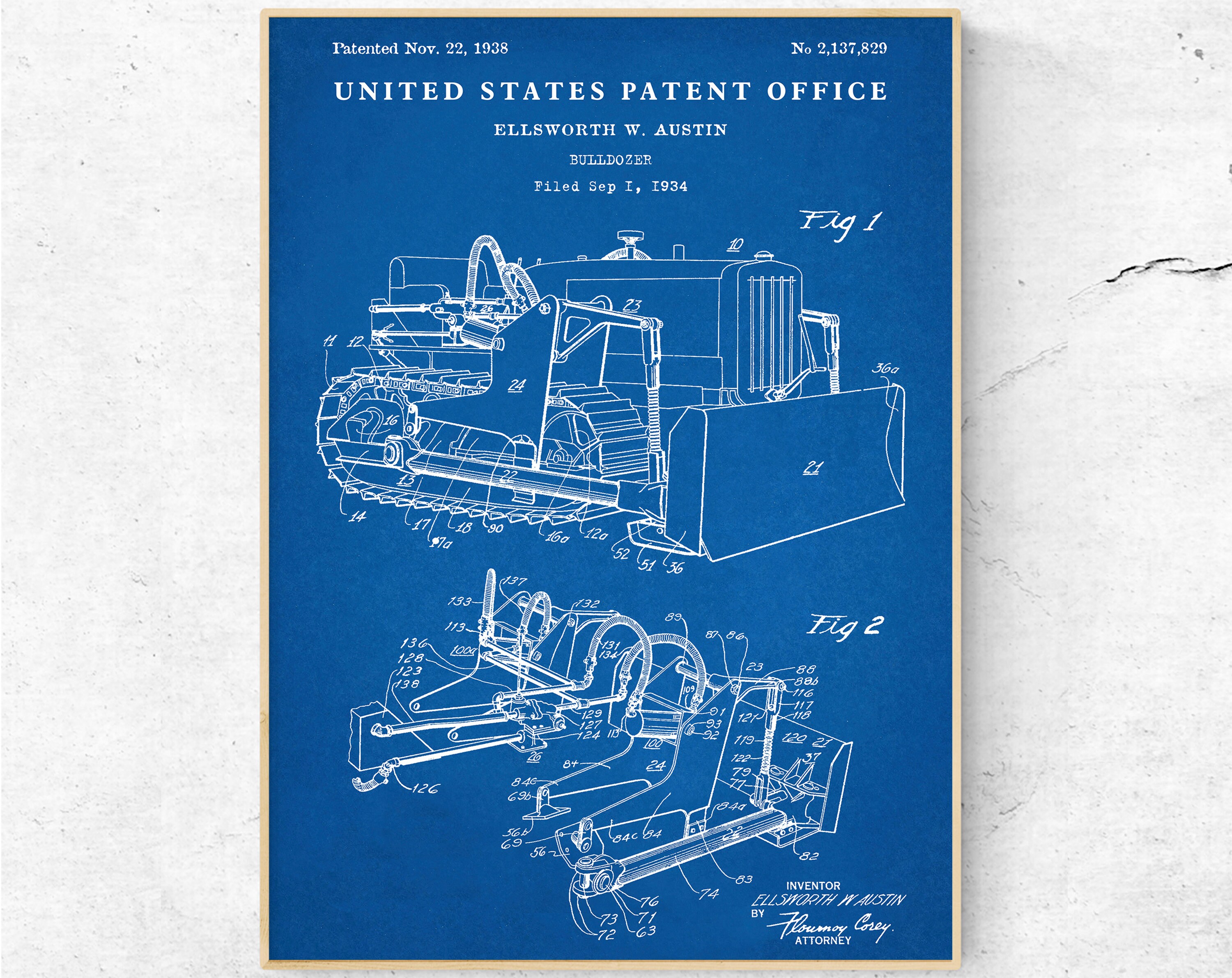 Bulldozer 1938 Patent Print. Heavy Equipment Inventions Earth Mover ...