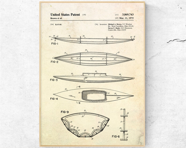 Kayak Patent Print. Arctic Boat Blueprint Poster. Vintage | Etsy