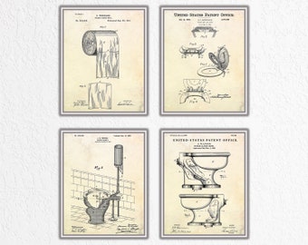 Toilet Wall Art, Bathroom Decor, Vintage Patent Posters, Lavatory WC ...