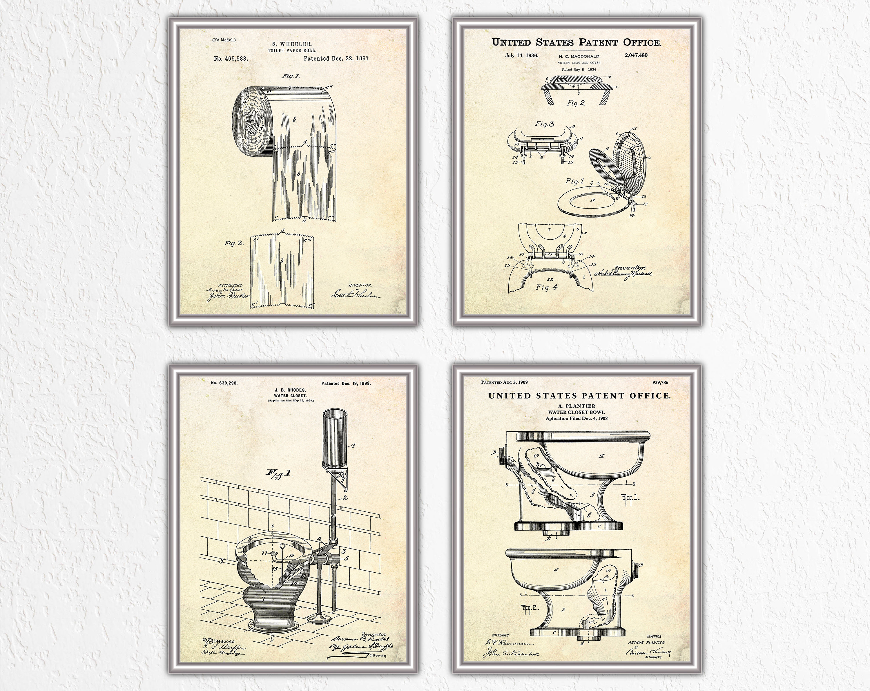 Toilet Patent Art Prints, Water Closet Sign, Restroom, Bathroom Wall ...