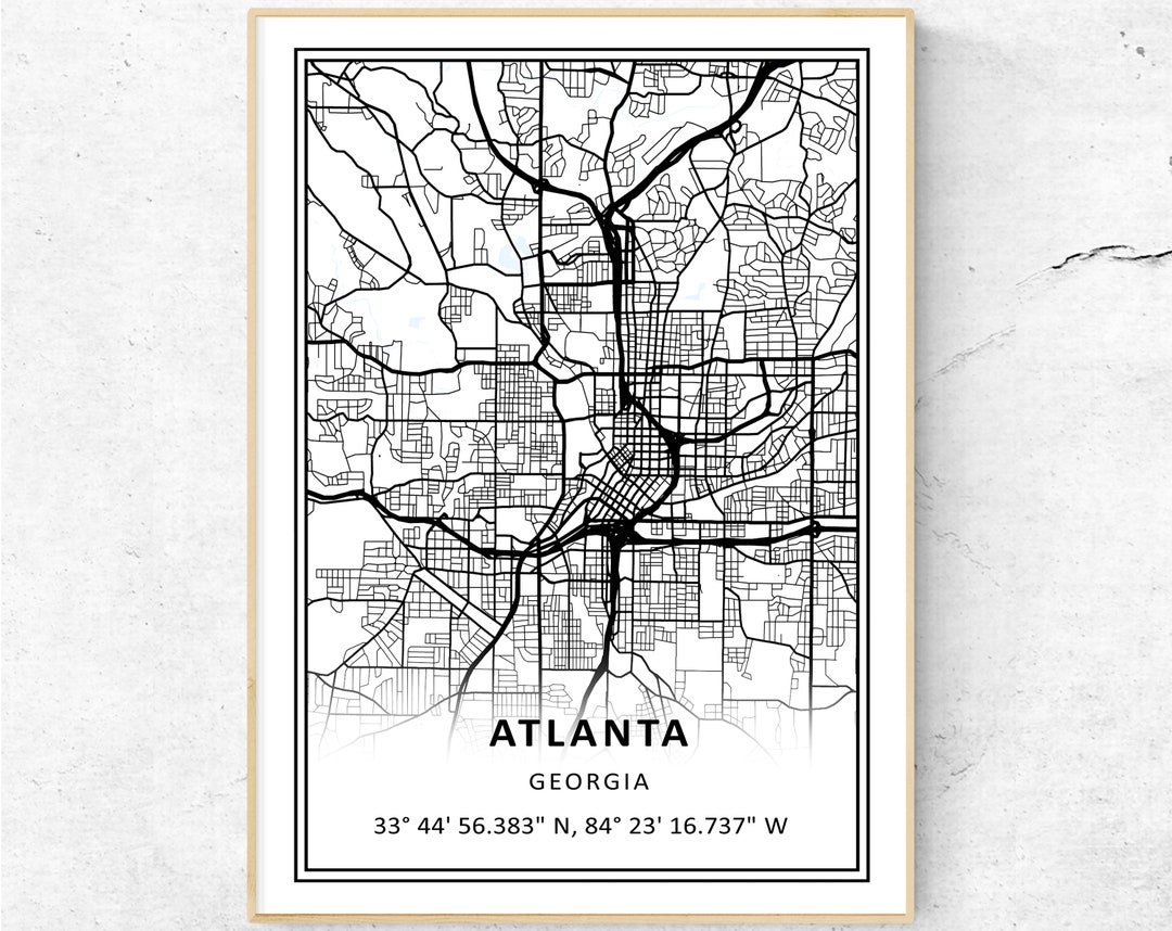 Atlanta Map Print, Modern City Map Wall Art, Georgia Travel Gift Poster ...