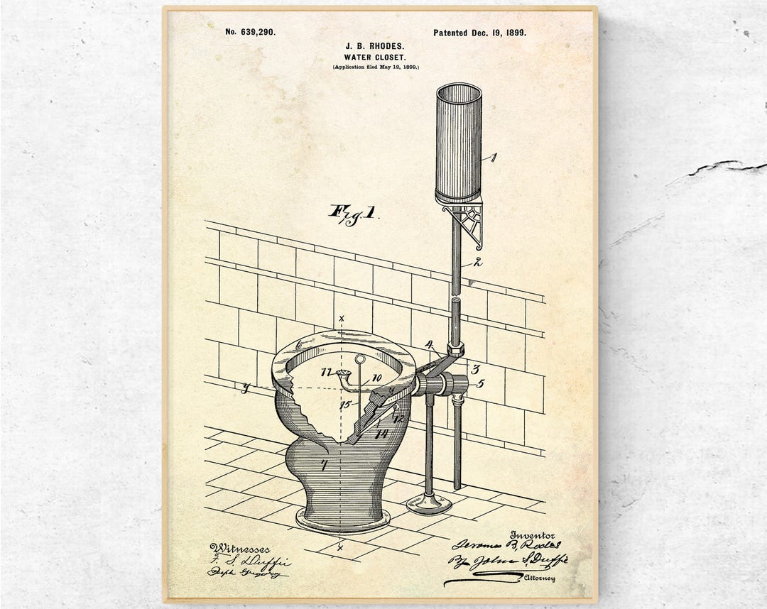 Toilet Wall Art: WC Patent Print. Water Closet Vintage Sign. Inventions ...
