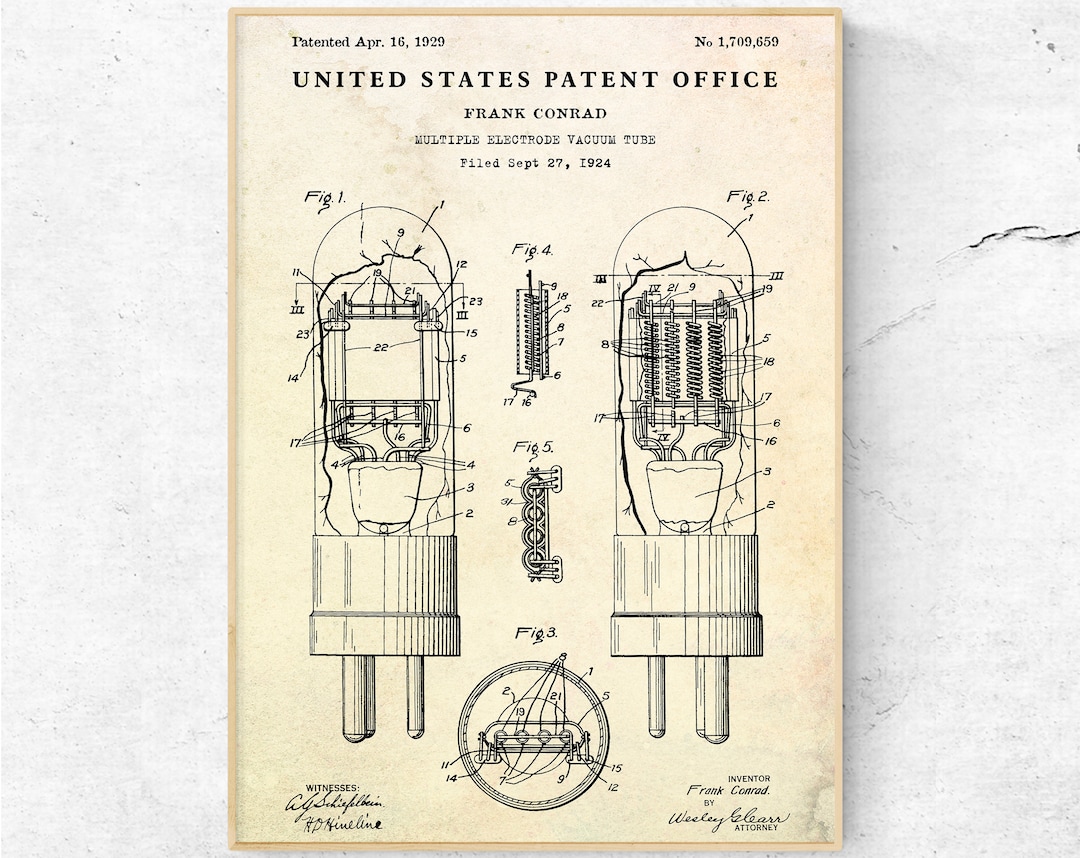 Vacuum Tube 1929 Patent Print. Radionics Lamp Inventions, Radio Tube ...