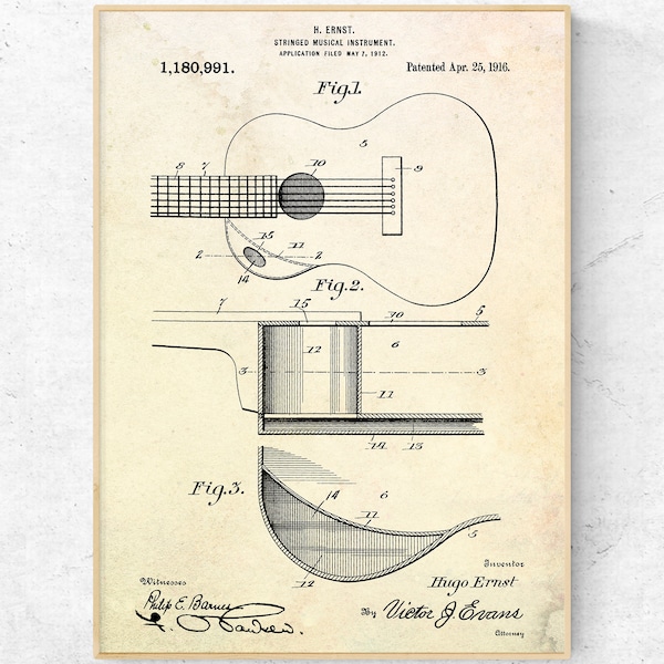 Vintage Guitar Art - Etsy