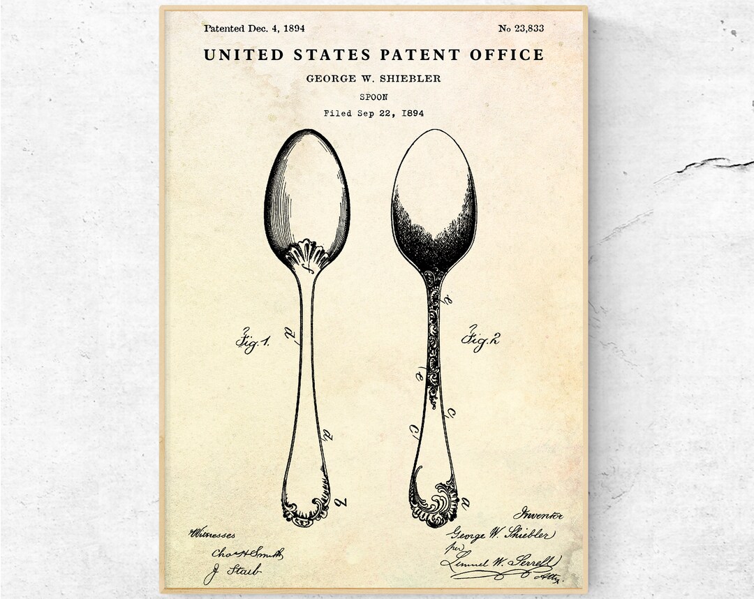 Antique Spoon 1894 Patent Print. Kitchen Rustic Victorian Era Decor ...