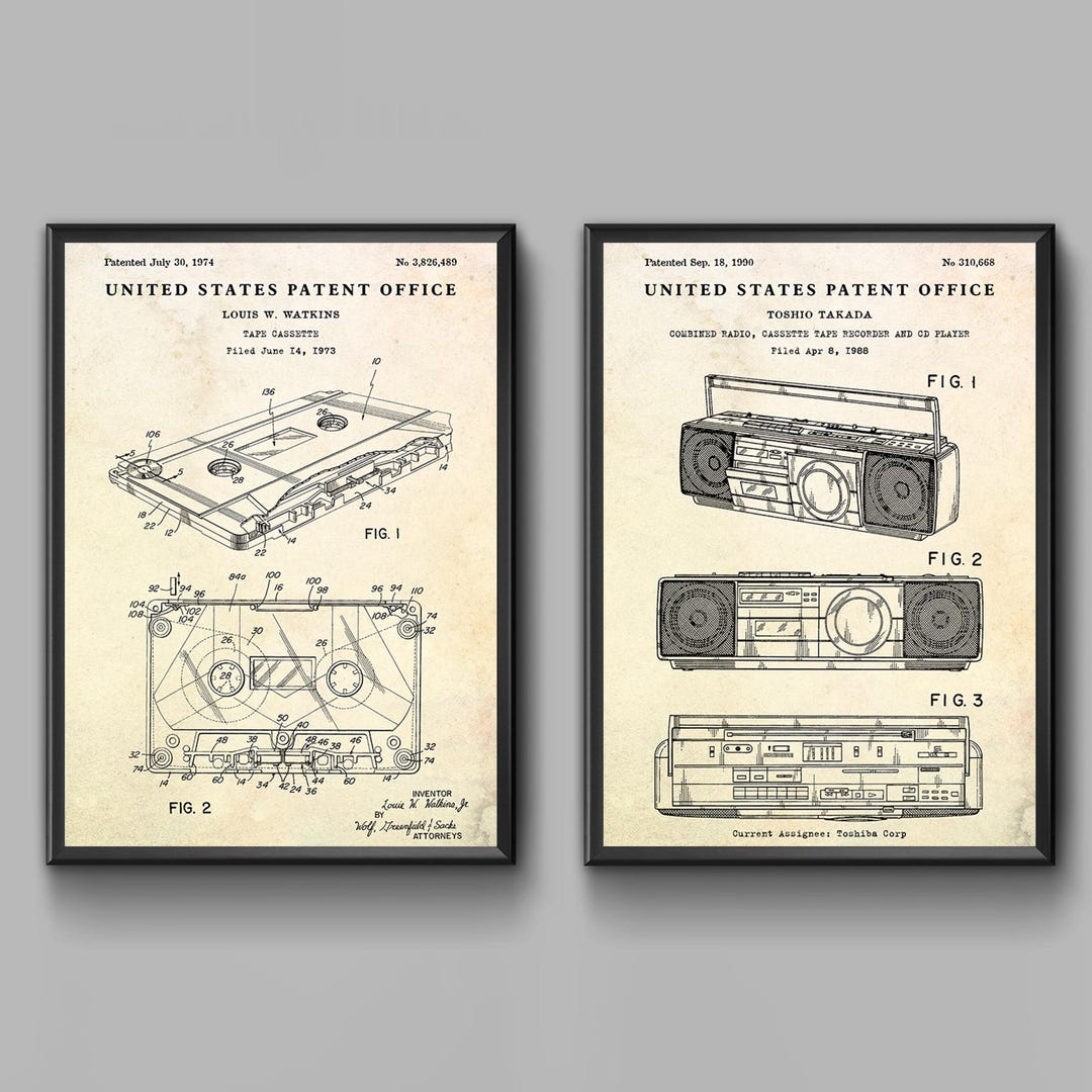 Boombox & Cassette Tape Patent Wall Art, Audiophile 80s Gift, Analog ...