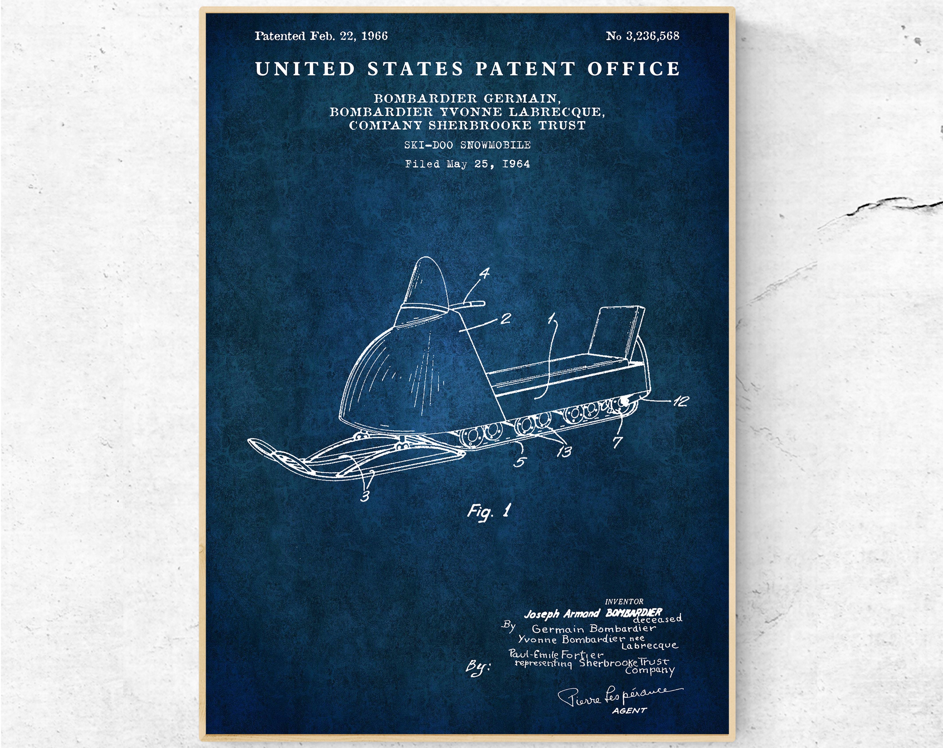 Ski-doo Snowmobile 1966 Patent Print. Blueprint Poster, Ice Fishing ...