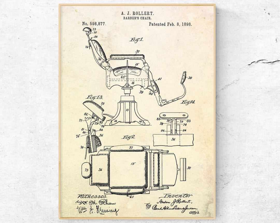 Barber Chair Patent Print. Inventions Blueprint Poster. Barber Shop ...