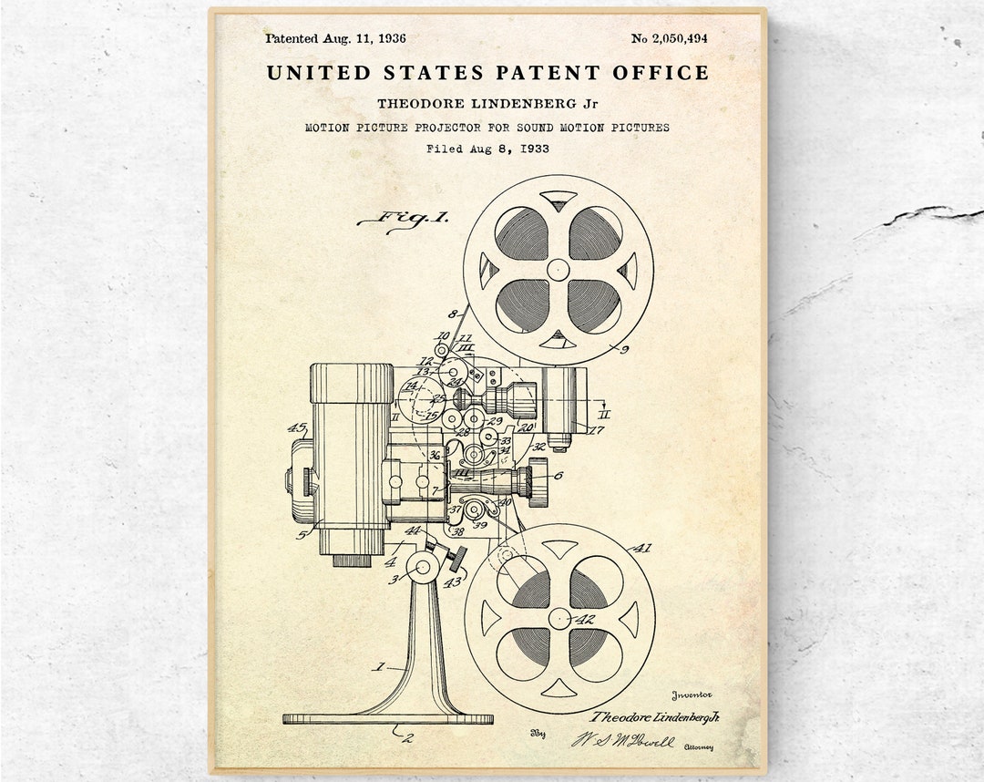 Film Projector 1936 Patent Print. Movie Projector Invention Blueprint ...