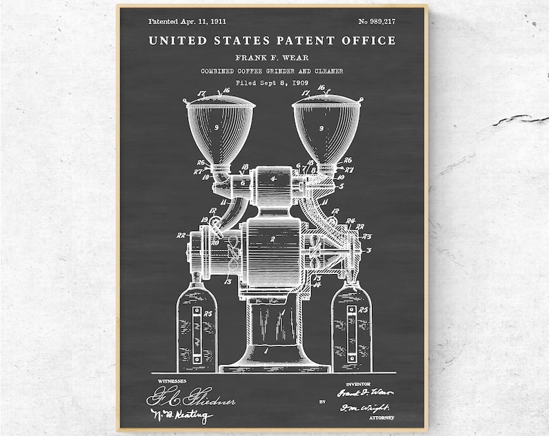Coffee Grinder 1911 Patent Print. Inventions Blueprint Poster. Coffee ...