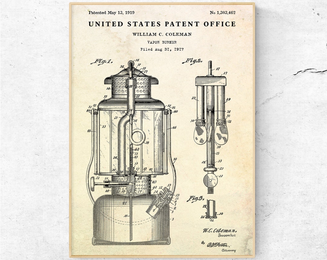 Coleman Lantern 1919 Patent Print. Invention Blueprint Poster ...