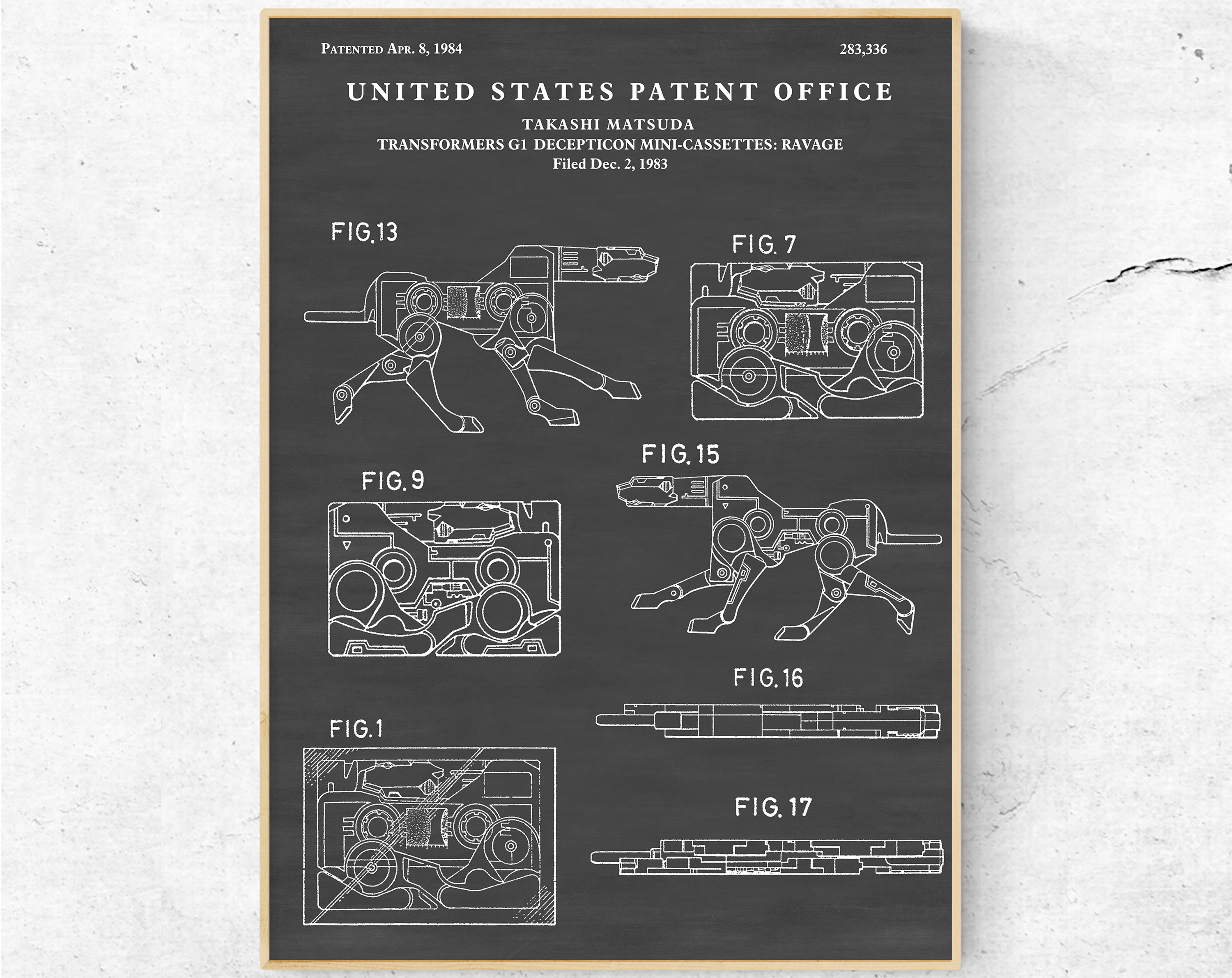 Transformers Decepticon G1 Autobots Car Patent Print, Ravage Blueprint ...