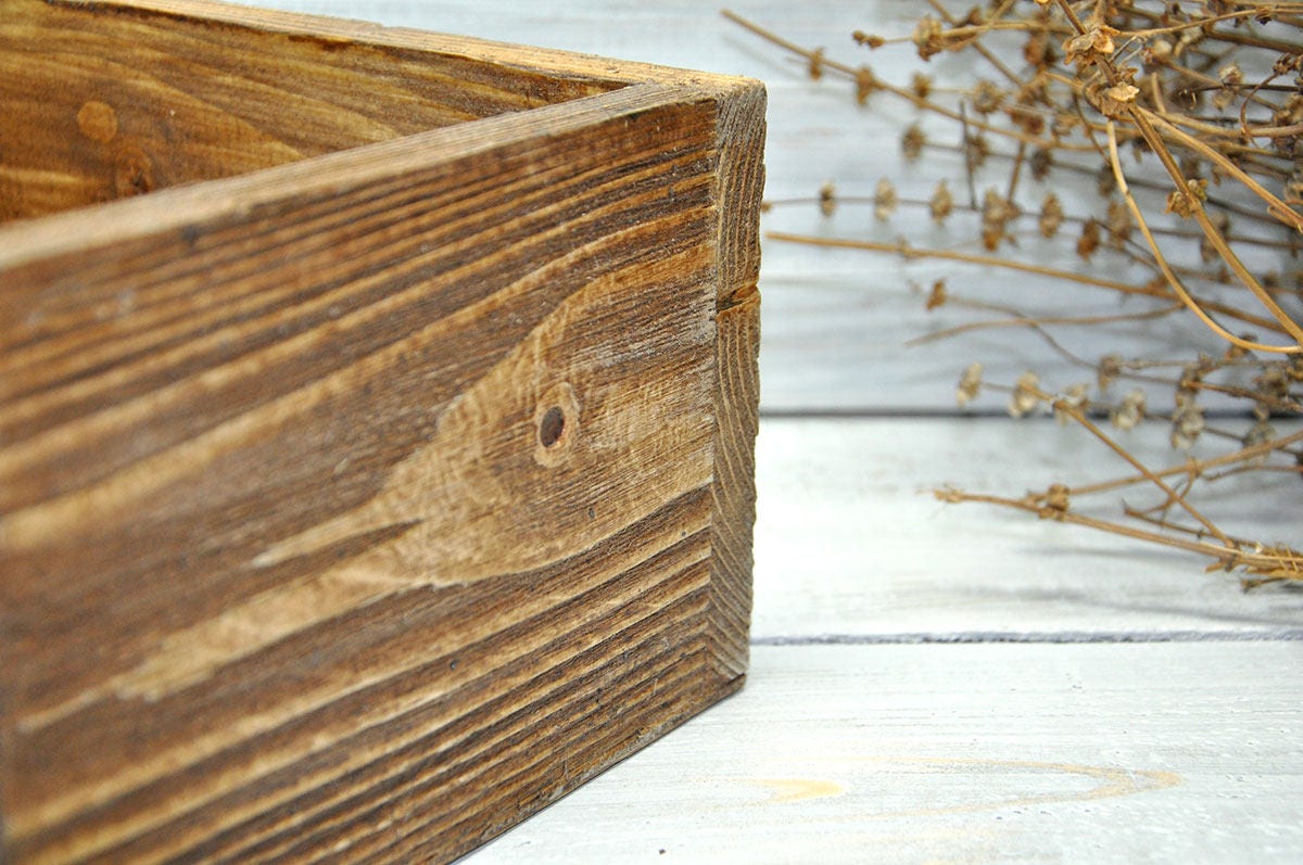 12''x8'' Rustic Wood Planters Box Wood Garden | Etsy