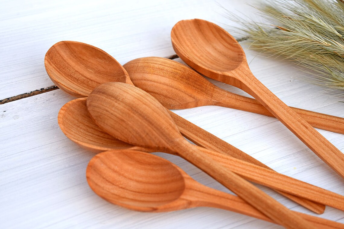 Set of 6 Tea Wood Spoons Small Wooden Spoons Set Oak Spoons - Etsy