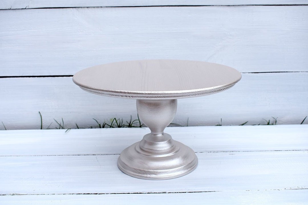 Wood Wedding Cake Stand Silver. Cake Plate Diameters 14'' 16'' 18'' - Etsy
