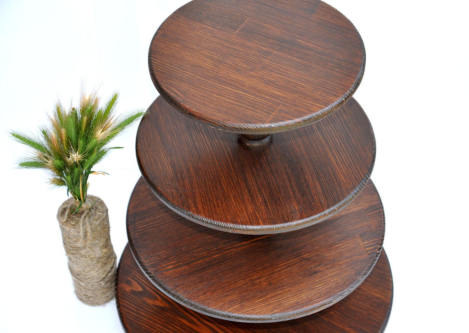 4 Tier Wooden Cupcake Stand With Cake Plate Topper for Country - Etsy